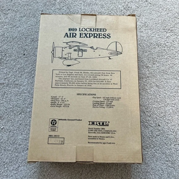 Vintage 1929 Texaco Lockheed air express airplane